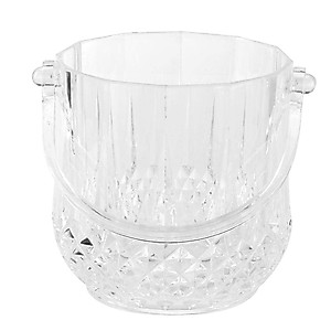 Crystal Ice Bucket, Small Clear Acrylic Ice Cube Container Champagne Beer Wine Chiller with Handle for Freezer Cocktail Bar Party, 4.7 x 4.7 x 4.9 in