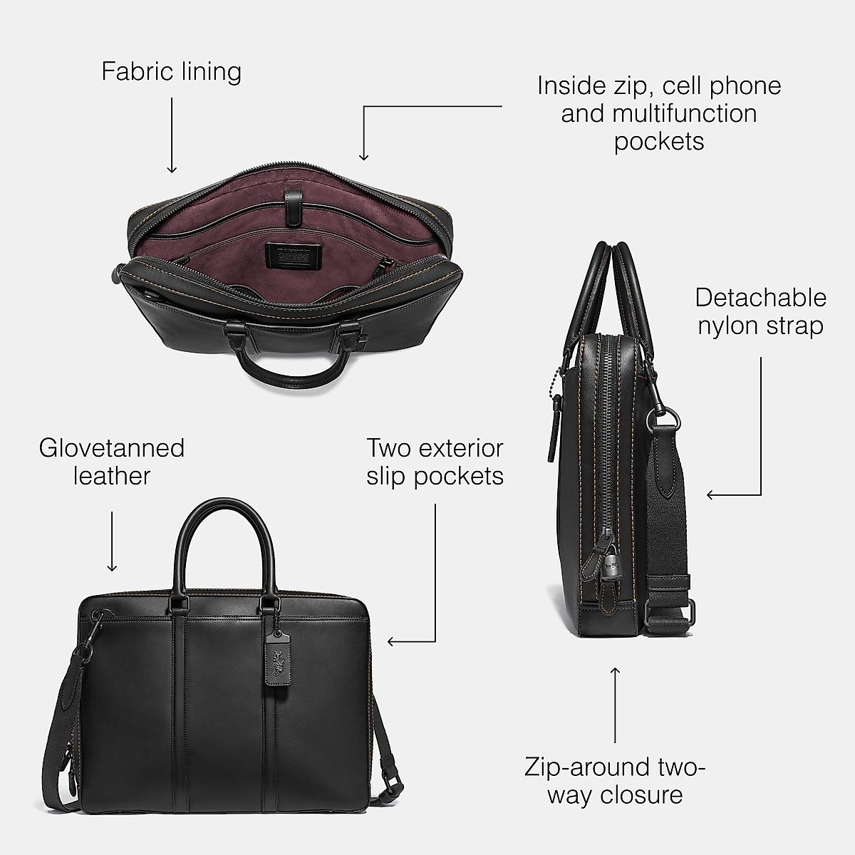 COACH Metropolitan Slim Brief Ji/Black One Size