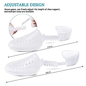 Price Xes Upgraded Plastic Shoe Stretcher, 1 Pair Practical Adjustable Length Shoe Tree, Shoe Display Insert for Women & Men (Storage Bin Design & 7 Way Adjustable), White