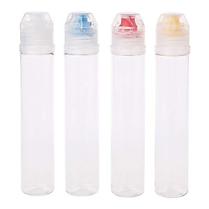 AKOAK 4 Pcs Reusable Plastic Squeeze Bottle Dispenser, Salad Dressing, Ketchup, Honey Storage Bottle, Perfect for Kitchen Accessories