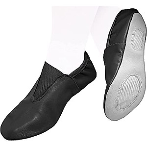 Set of Two Black & White Toddler/Kids/Adult Gymnastic Shoes - Trampoline Shoes Gymnastics - Tumbling Shoes - Agility Gym Shoes Goat Leather Slip-on Rubber Sole, Black & White, 5 UK