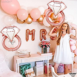 KatchOn, Rose Gold Diamond Ring Balloon - 31 Inch | 2 Piece, Engagement Ring Balloons | Diamond Balloons for Engagement Decor | Balloon Ring for Bachelorette Party Decorations, Wedding, Bridal Shower