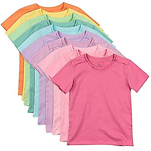 HonestBaby unisex baby Organic Cotton Short Sleeve T-shirt Multi-packs and Toddler T Shirt Set, 10-pack Rainbow Girl, 3T US