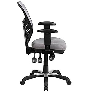 Flash Furniture Nicholas Mid-Back Gray Mesh Multifunction Executive Swivel Ergonomic Office Chair with Adjustable Arms