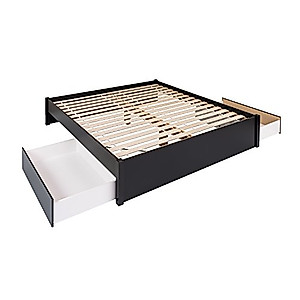 Prepac King Select 4-Post Platform Bed with 2 Drawers, Black
