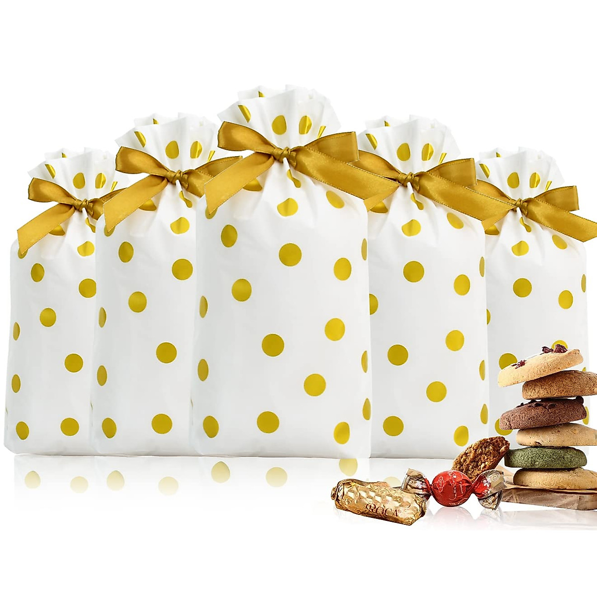 BEISHIDA 50pcs Small Drawstring Gift Bags Candy Bag Goody Bag Food Storage Bags Gift Wrapping Package Drawstring Bags Party Favor for Baby Shower