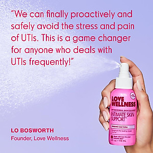 Love Wellness Intimate Skin Support I UTI Prevention and Cleanser Spray I Odor Removal & Itch Relief, Hypochlorous Acid Formula, pH-Balanced & Fragrance-Free, 4 fl oz