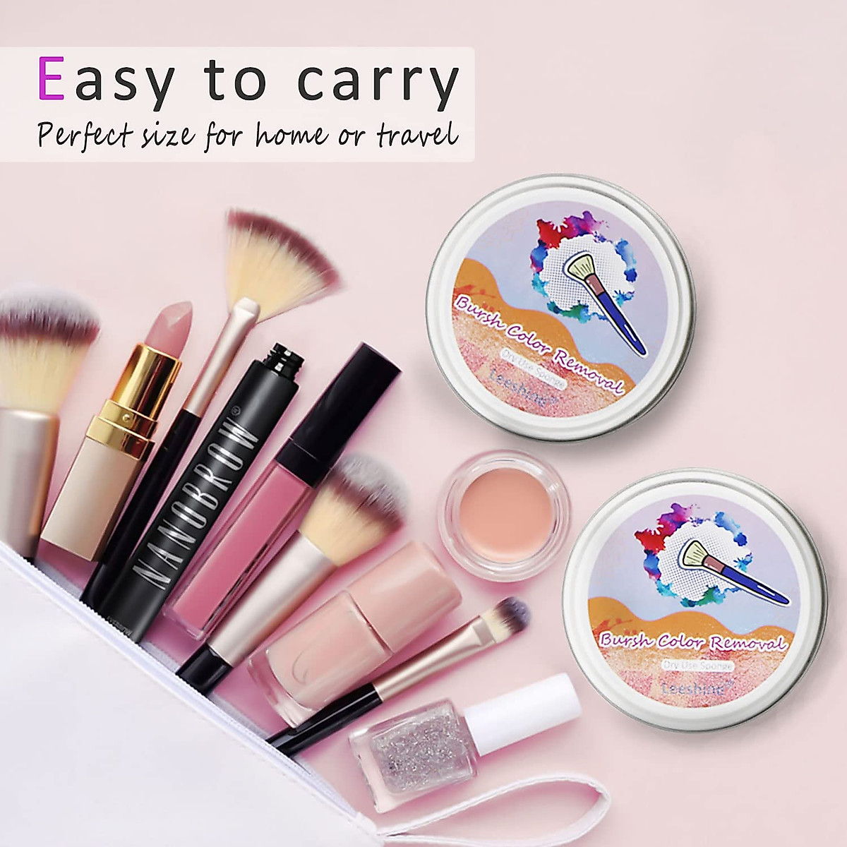 2 Pack Makeup Brush Cleaner Sponges - Switch Eyeshadow Colors Immediately & Dry Clean Makeup Brushes, Portable Cleaning Case for Home and Travel (2Pcs Black acticarbon scrubbing sponge)