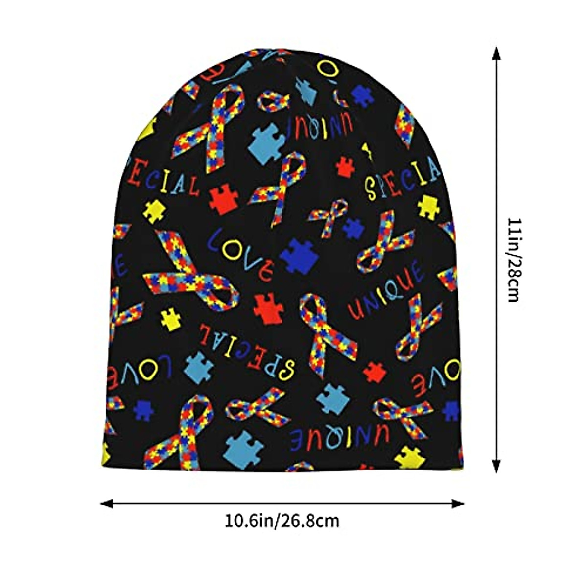 Autism Awareness Special Love Beanie Hat for Men and Women Lightweight Slouchy Hip-Hop Running Skull Cap Breathable Stretchy Sleep Hats Chemo Cap