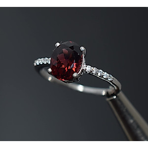 Women's Beautiful Natural Genuine Garnet Gemstone Designer Ring 925 Sterling Silver Faceted Garnet, January Birthstone, Boho Hippie Ring For Wedding/Marriage/Fastival/Annyversary (Size:-13)