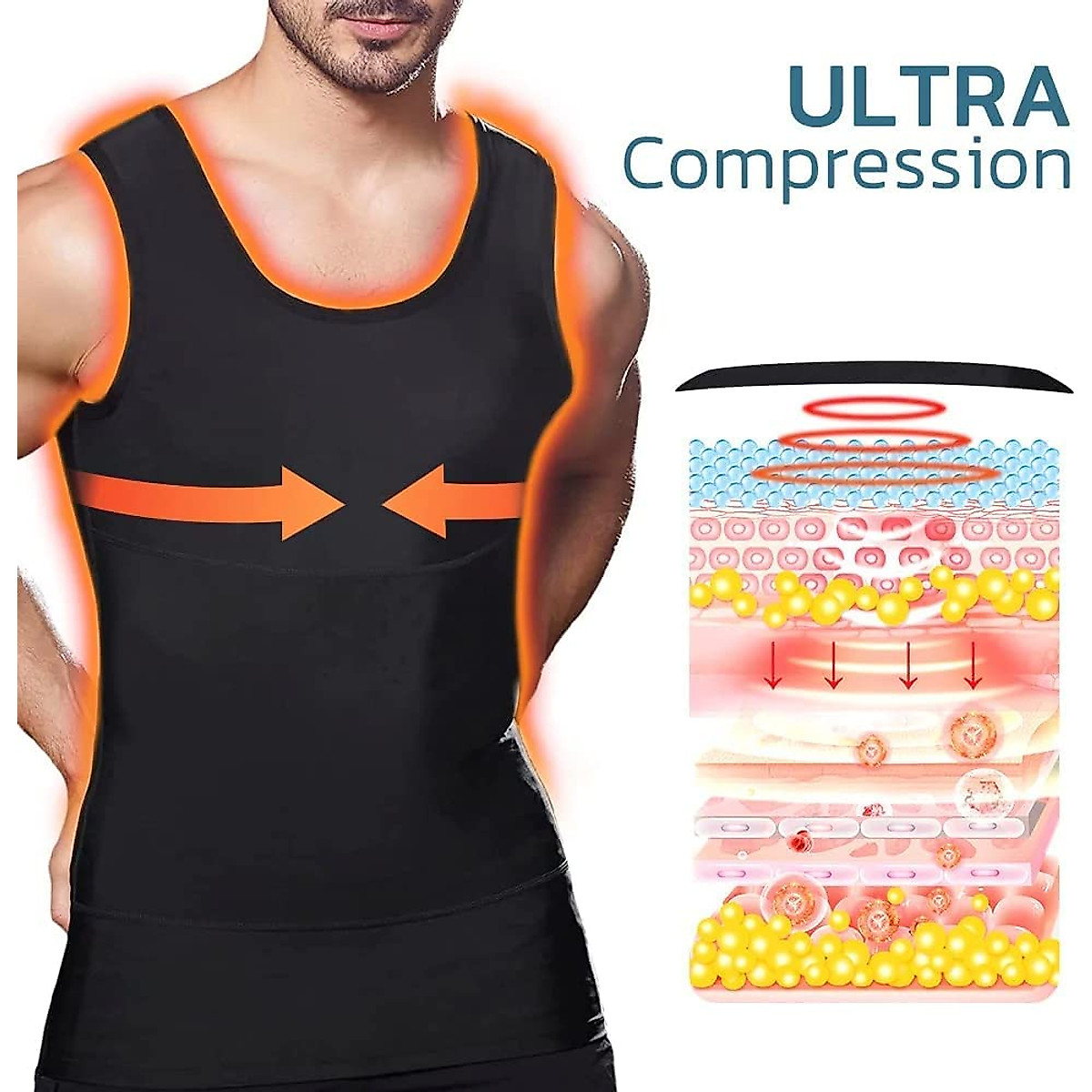 HAIION CGTFY Gynecomastia Compress Tank Top, Compression Tank Top Men, Men Slimming Body Shaper Vest (L/XL) Multicolor