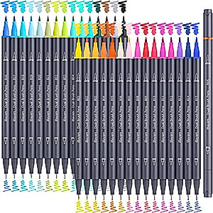 iBayam Dual Tip Markers Brush Pens, 30 Colors Art Marker Colored Pens for Adult Kids Artist Coloring Journaling Note Taking Planner, Brush & Fineliner Tip