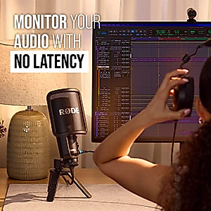 RØDE NT-USB+ Professional-Grade USB Condenser Microphone For Recording Studio Quality Audio Directly To A Computer Or Mobile Device, Black