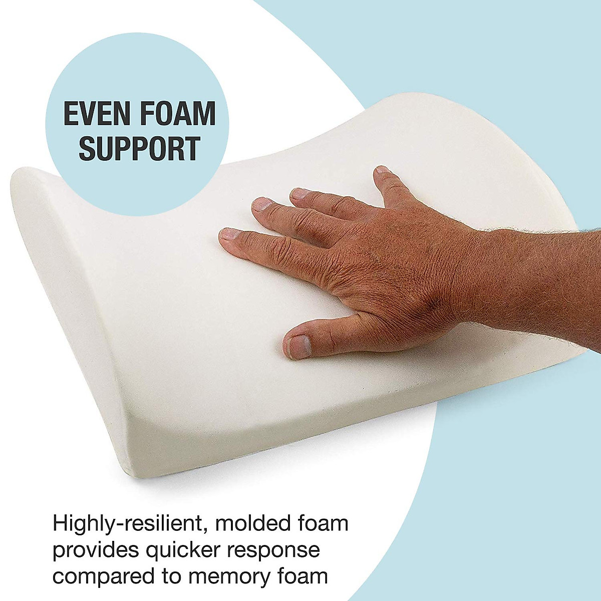 DMI Lumbar Support Pillow for Chair to Assist with Back Support with Removable Washable Cover and Firm Insert to Ease Lower Back Pain while Improving Posture, 14 x 13 x 5, Contoured Foam, Elite, Gray