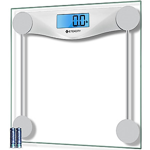 Etekcity Bathroom Scale for Body Weight, Digital Weighing Machine for People, Accurate & Large LCD Backlight Display, 6mm Tempered Glass, 400 lbs