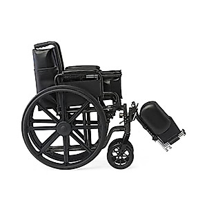 Medline K1 Basic Vinyl Wheelchair with Swing-Back Desk-Length Arms and Elevating Leg Rests, 16-Inch Wide Seat