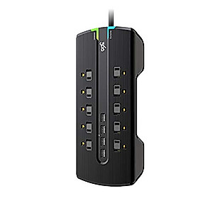360 Electrical Director 4.8 10-Outlet Surge Strip w/ 4.8A 4-Port USB (6ft)