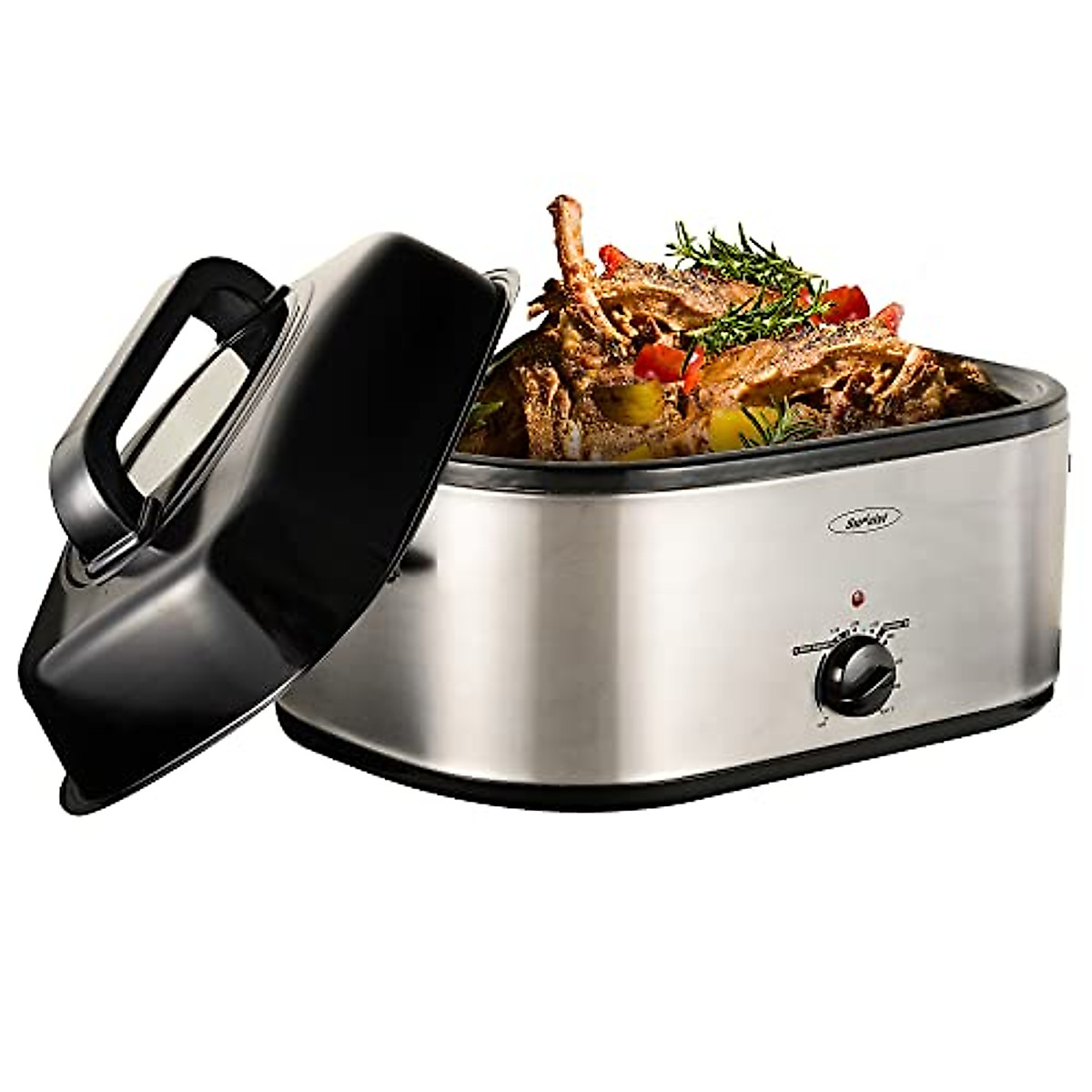 Sunvivi 24 Quart Electric Roaster with Removable Pan,Electric Turkey Roaster Oven with Visible & Self-Basting Lid,Large Roaster with Removable Pot and Cool-Touch Handles
