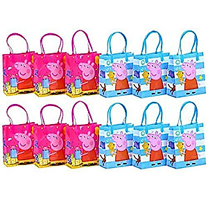 Peppa Pig Authentic Licensed Reusable Party Favor Goodie Small Gift Bags 12