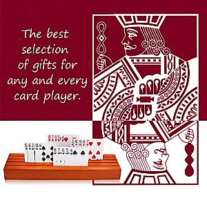 Wooden Playing Card Holder Set of 2 Solid Card Tray Rack Organizer for Kids Seniors Adults - 13.8 inch* 3.1 Inch Extended Versions Long Enough for Bridge Canasta Strategy Card Playing