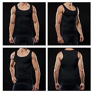 Aptoco Compression Shirts for Men,3 Pack Sleeveless Undershirt Body Shaper Vest Tank Top Mens Gynecomastia