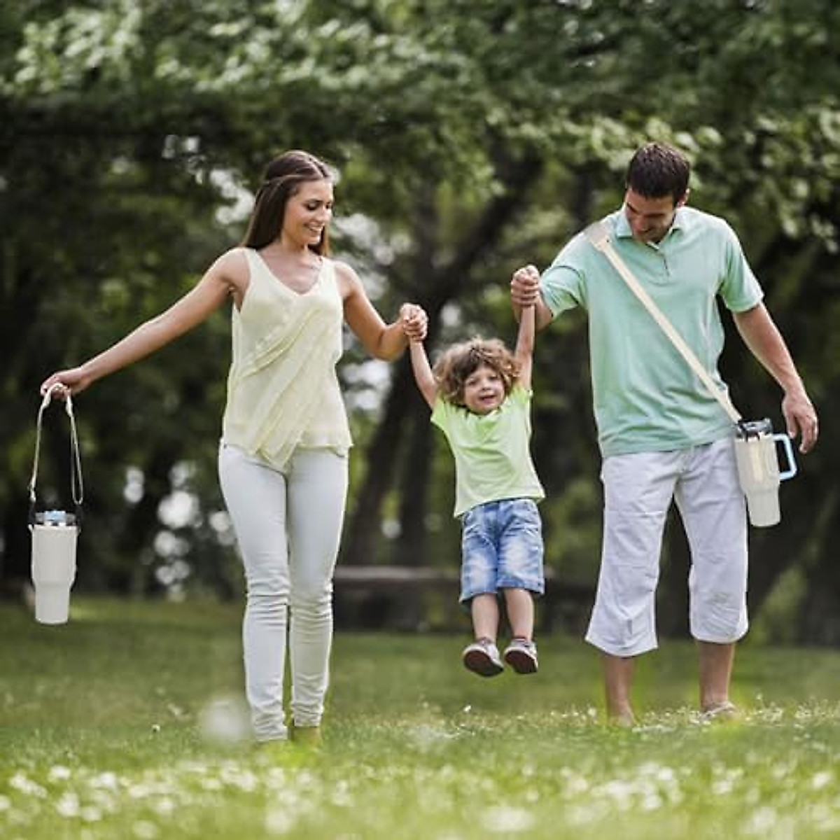 Water Bottle Carrier Bag Fits for Stanley H2.0, 40oz Water Bottle Bag and Water Bottle Holder with Adjustable Shoulder Strap for Hiking Travelling Camping (Gradient Purple)