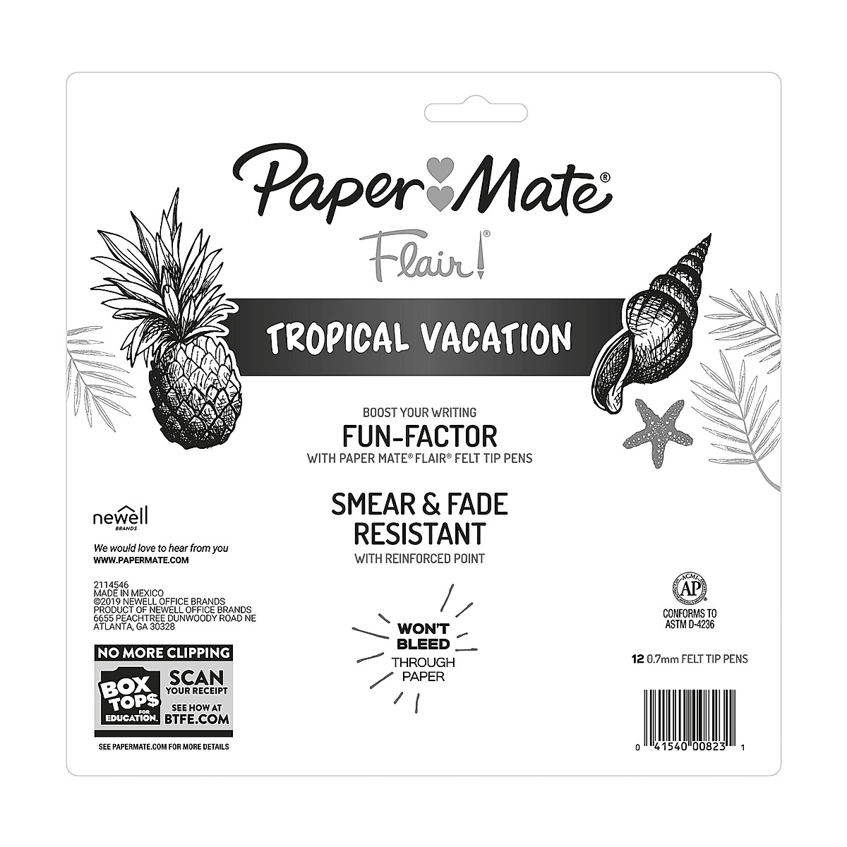 Paper Mate Flair Felt Tip Pens, Medium Point, Special Edition Tropical Vacation, Pack of 12 (1979425)