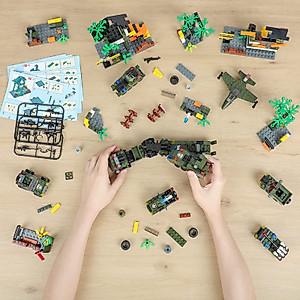 WishaLife City War Military Base Building Set, with Tank Transport Truck, Army Vehicle, Airplane, Toy Gift for Kids Boys Girls age 6+ (990 PCS)