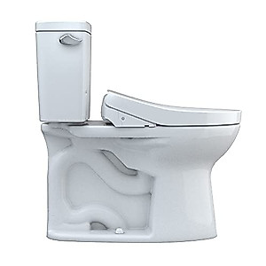 TOTO Drake WASHLET+ Two-Piece Elongated 1.28 GPF Universal Height TORNADO FLUSH Toilet with S550e Bidet Seat, Cotton White - MW7763056CEFG#01
