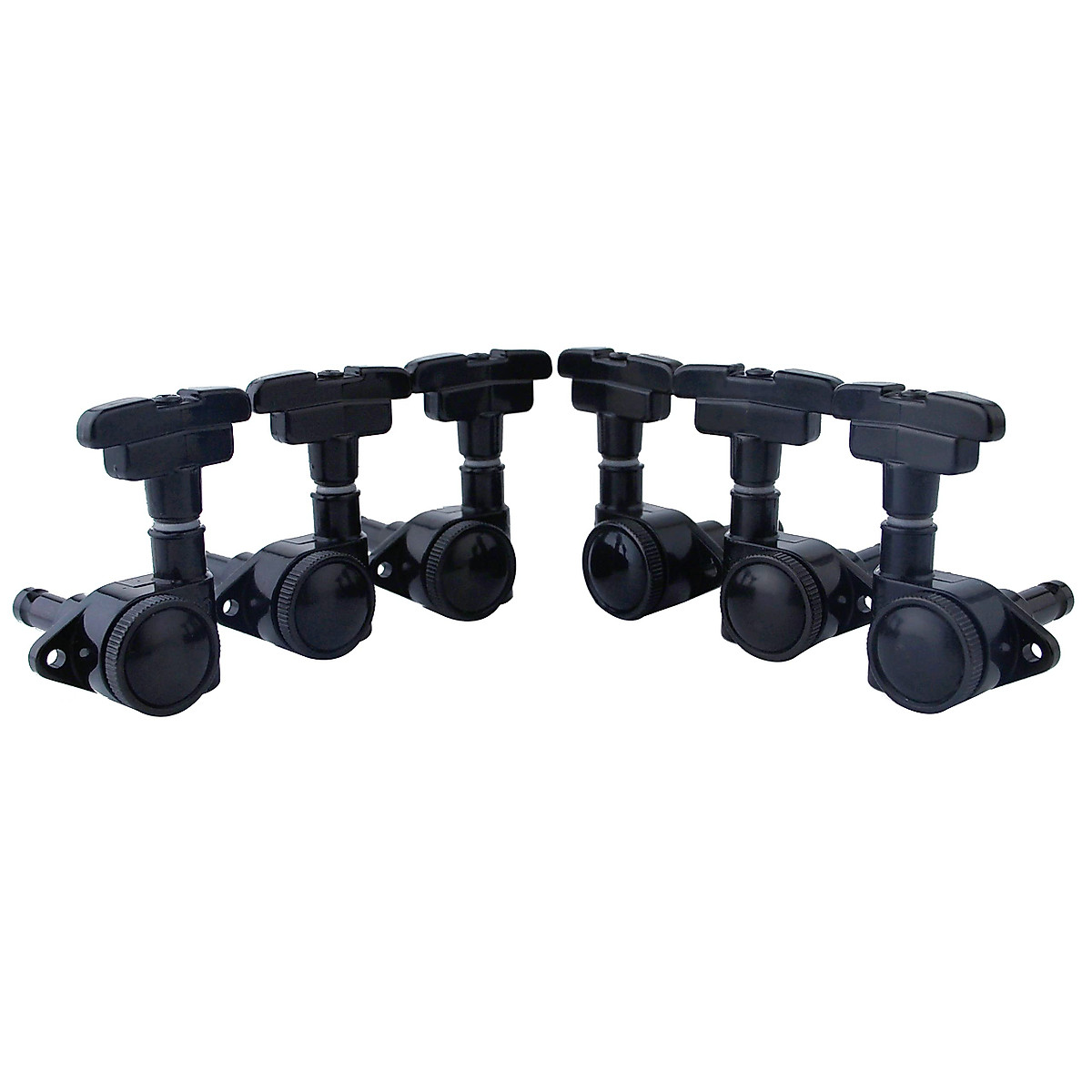 Guyker Guitar Locking Tuners (3L + 3R Handed) - 1:21 Lock String Art Deco Rotomatic Tuning Key Pegs Machine Head with Imperial Style Head Replacement for Electric, Folk or Acoustic Guitars - black