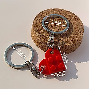 Brick Keychain Best Friend Keychain for Friendship Couple Boyfriend Girlfriend, Heart Keychain Set Valentine’s Day Birthday Key chain for Husband Wife Keychain Gift for Him Her (Red)