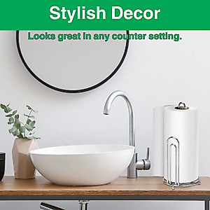 BaHoki Essentials Metal Paper Towel Holder - Countertop Dispenser for Contemporary Modern or Classic Kitchen and Bathroom - Accommodates All Roll Sizes (Copper)