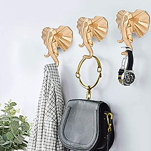 Yosoo Elephant Hook Wall Hanger, Gold Resin Hook Unique Elephant Head Design, Coat Hat Hook European Style Animal Shaped Decorative Gift for Bathroom