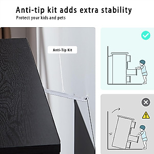 SOOWERY Dresser for Bedroom, 5 Drawer Wood Dresser, Black Dresser Farmhouse Dressers with 5 Wooden Drawers and Storage Cabinet, 48 Inch Tall Chest of Drawers for Bedroom, Living Room