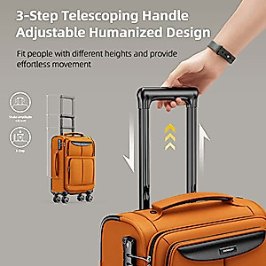 SHOWKOO Luggage Sets 3 Piece Softside Expandable Lightweight Durable Suitcase Sets Double Spinner Wheels TSA Lock Hot Orange (20in/24in/28in)