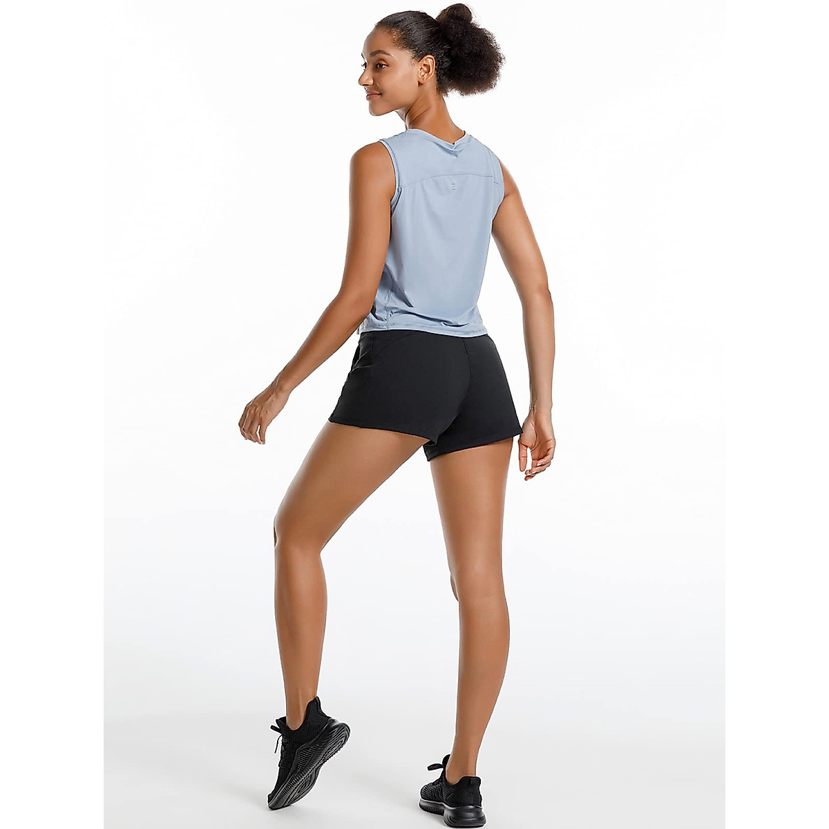 Stelle Women's Hiking Shorts Workout Athletic Gym Running Lounge Shorts with Side Pocket 3" (Black, M)