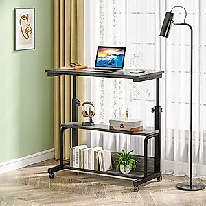 LITTLE TREE Height Adjustable Small Desk Portable Sofa Couch Bed Side Table, Grey