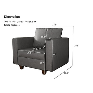 EASE MOOSE Modular Sectional Accent Chair with Storage Seat, Faux Leather Armchair Modern Single Sofa Club Chair for Living Room