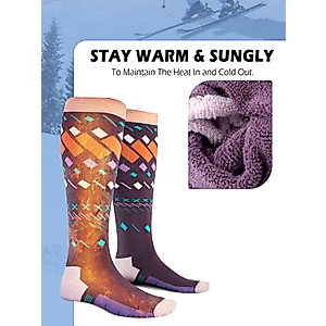 OutdoorMaster Unisex Ski Socks,Skiing and Snowboarding Socks for Men & Women with Over the Calf Design/Non-Slip Cuff