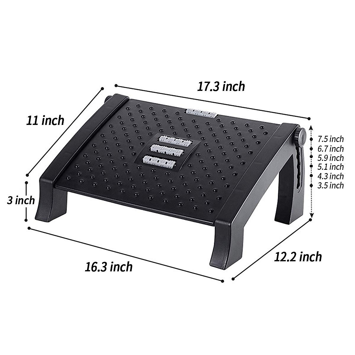 Adjustable Height Foot Rest Under Desk at Work - 6 Height Sturdy Office Footrest - Added Comfort Memory Foam - Non Slip Bottom - Straighten Back & Hip & Leg and Improve Posture