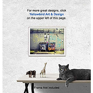 Funny Motivational Banksy Street Art Mural 8x10 Picture - Urban Graffiti Photo Wall Decor, Decoration for Home, Office, Apartment, Bathroom, Dorm - Gift for Men, Boys, Teens - Modern Poster Print