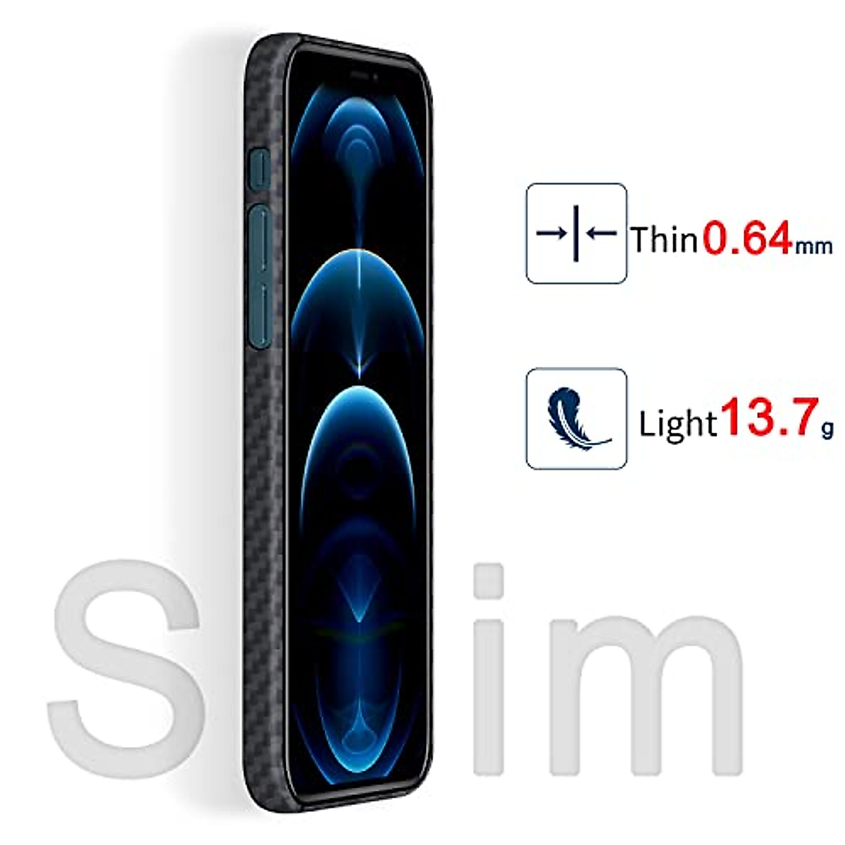 Sisyphy Aramid Fiber Case for iPhone 14 Pro Max with Carbon Fiber Texture, Super Slim Light Protective Cover Skin, Soft Touch Sturdy Durable Case, Snap-on Back Cover Wireless Charging Friendly