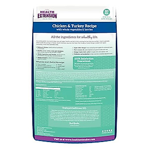 Health Extension Grain Free Chicken & Turkey Dry Dog Food (23.5 lb / 10.66 kg) - Whole Foods Ingredients Formula with a Blend of Turmeric & Antioxidants for All Life Stages Dogs