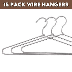GlikCeil 15 Pack Fabric Wrapped Metal Hangers Non Slip Hanger Metal Coat Hangers for Clothes Closet Clothing Suit Shirt Pant (Gray)