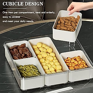 Extra Large Fruit Storage Containers for Fridge,Divided Serving Tray with Lid and Handle,Snackle Box Charcuterie Container for Portable Snack Platters,Clear Organizer for Party,Entertaining,Fruit,Nuts