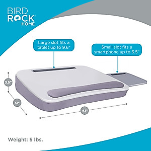 SOFIA + SAM Multi-Tasking Lap Desk with Memory Foam Cushion & Wrist Rest - Portable Computer Bed Tray - Fits Laptops Up to 15", Tablets Up to 9.6", Smartphones Up to 3.5" - Silver