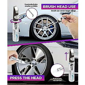 YAKEFLY Car Touch Up Paint Pen - Two-In-One Wheel Scratch Fix, Quick & Easy Rim Scratch Repair (Silver)