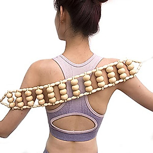 Wood Back Massage Roller Rope, Wood Therapy Cellulite Self Massage Tools for Back Neck Leg Pain Relief