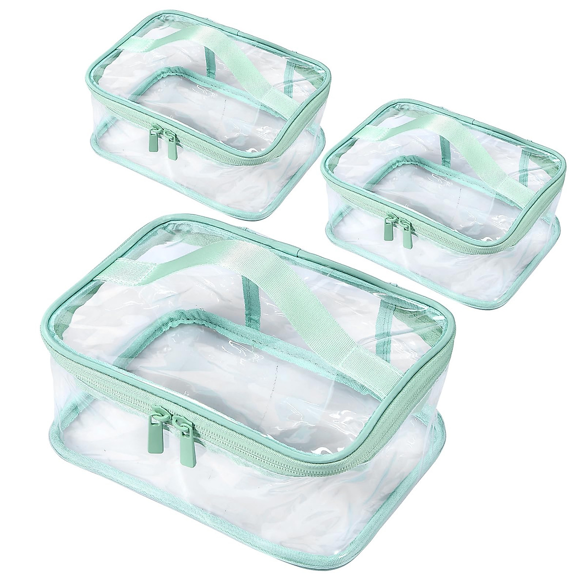 3 Pcs Toy Storage Bags Clear PVC Toy Organizing Bags with Zipper and Handle Reusable Board Game Storage Waterproof Toy Storage Organizer for Building Blocks Toys Books US(green)