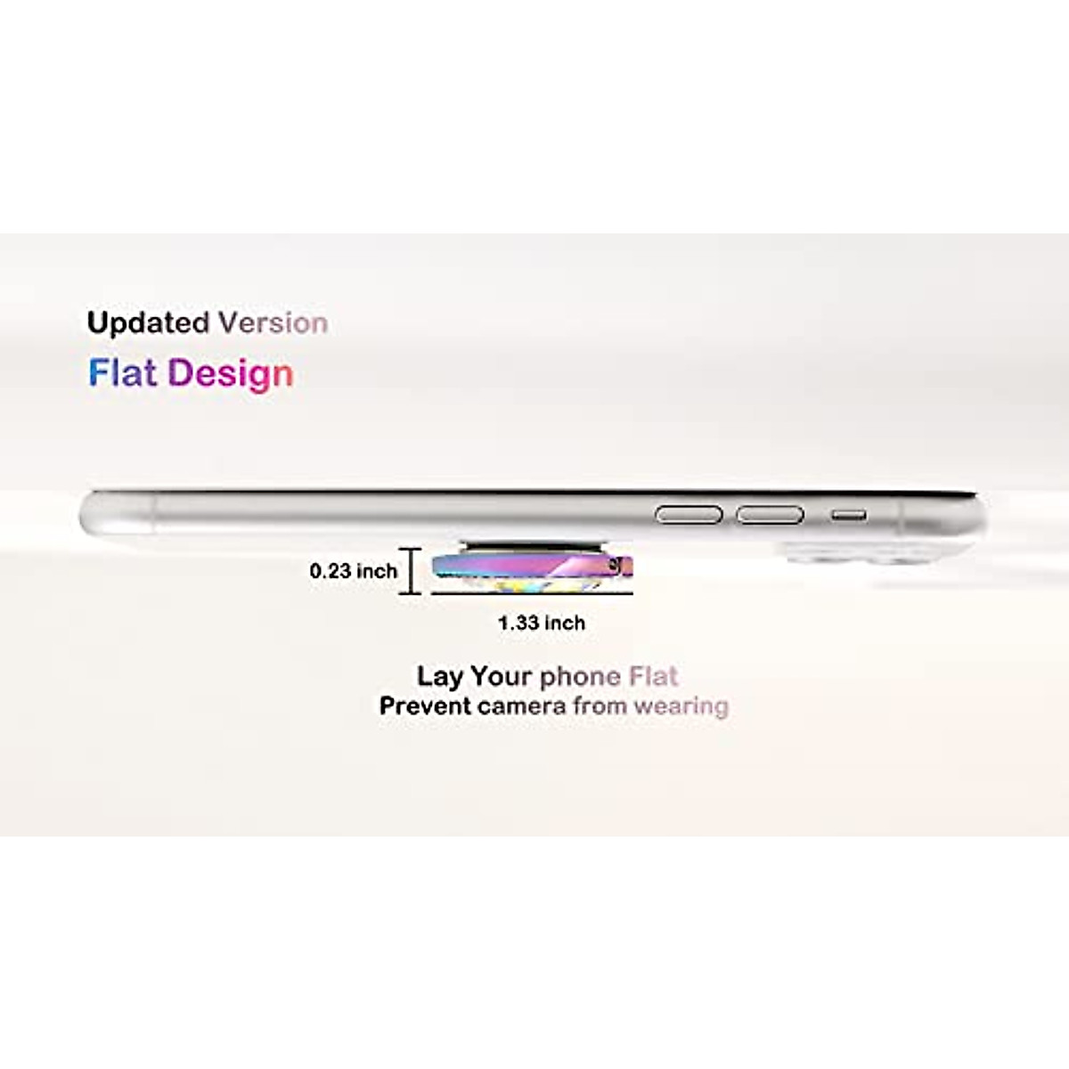 lenoup Iridescent Glitter Bling Bling Phone Ring Holder,Sparkle Phone Ring Grip Artificial Stand with Flat Diamond,Flat Rhinestone Cell Finger Ring for Phones,Pad(Rainbow)